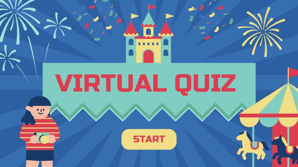 Template kuis virtual ilustratif gratis untuk slide