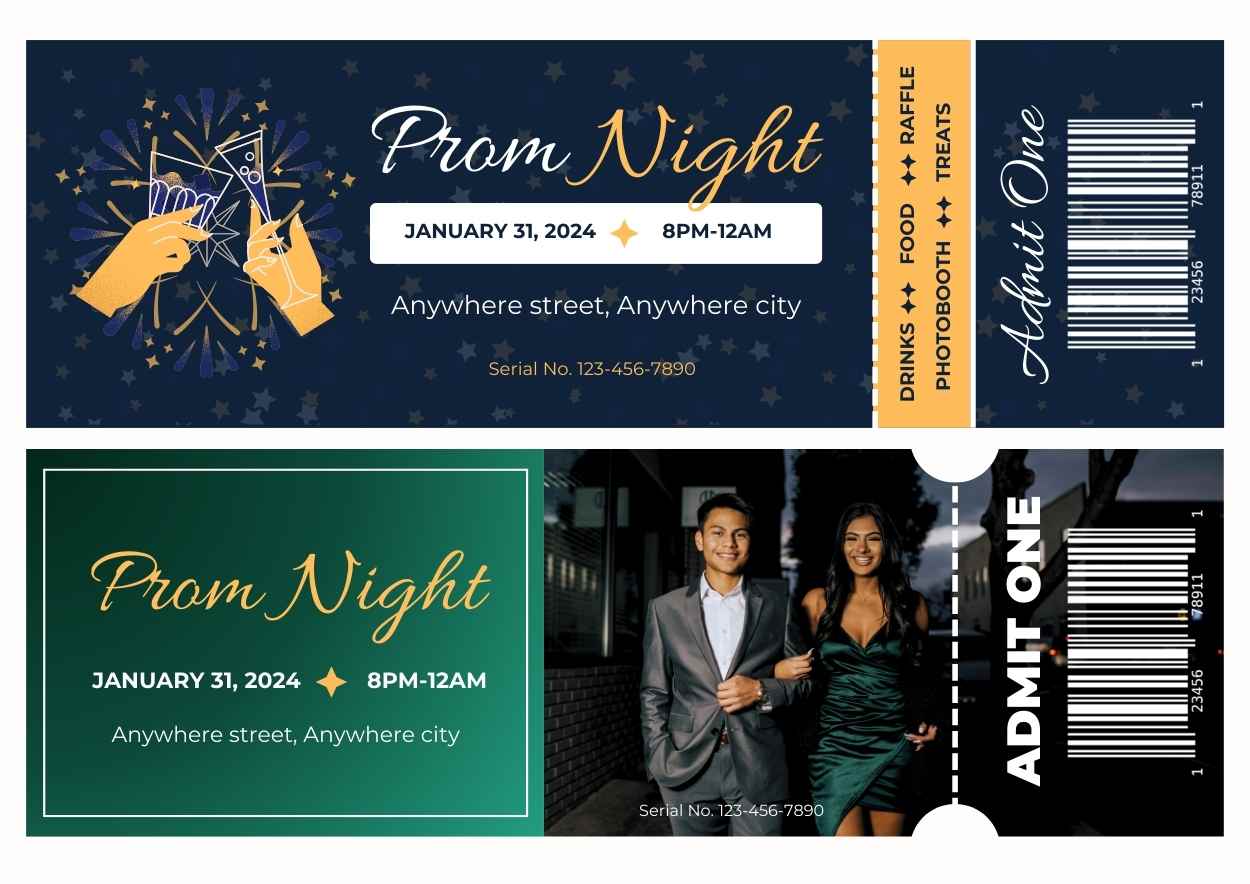 Tiket Cetak Malam Prom Creative - Template Presentasi Gratis ...