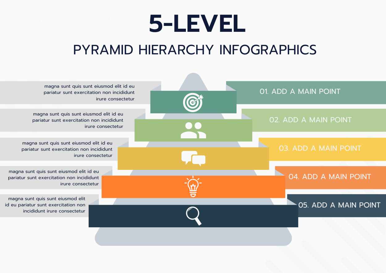 Infografis Hierarki Piramida 5 Tingkat Modern - Template Infografis ...