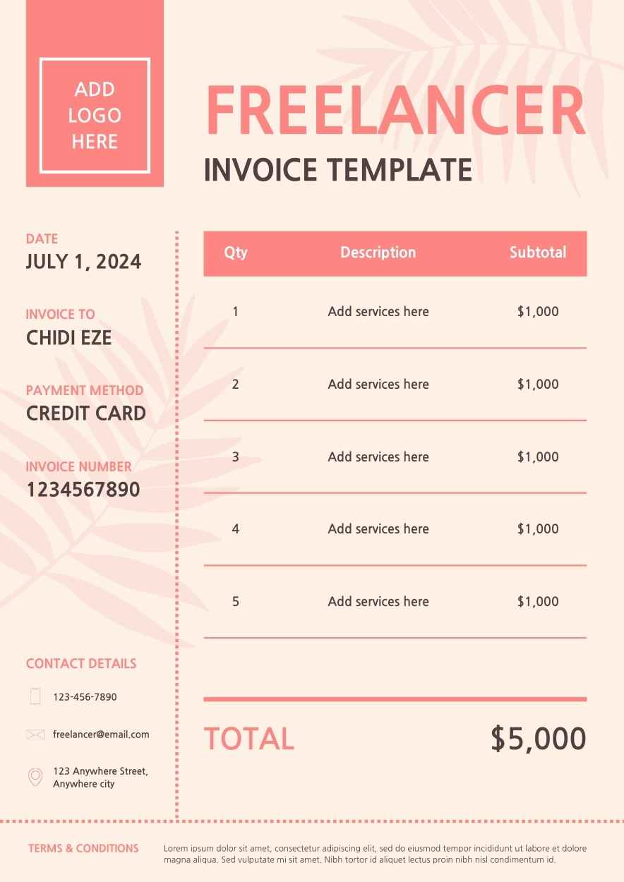 Template Invoice Freelancer Pastel - Gratis - SlidesCarnival