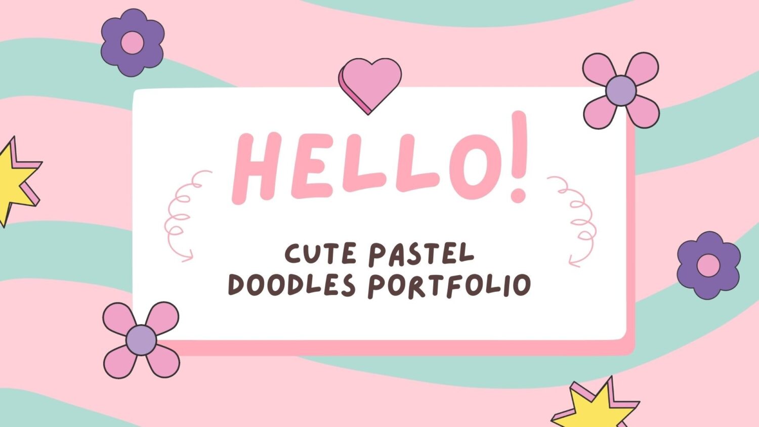 Slide Portfolio Doodle Pastel Merah Muda Imut - Template Presentasi ...