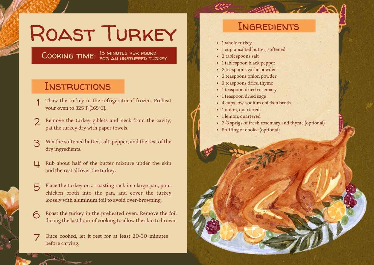 Kartu Resep Thanksgiving Klasik - Template Kartu Resep Gratis ...
