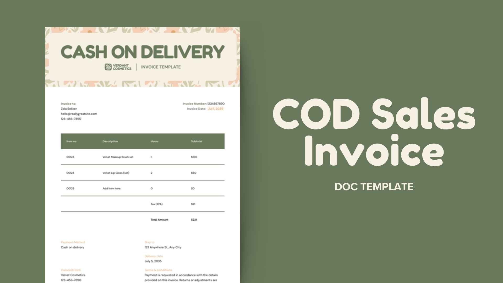 Template invoice penjualan COD gratis
