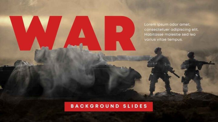 Template Slide Latar Perang Gratis untuk Canva
