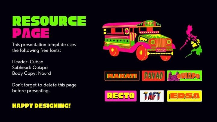 Colorful Jeepney Neon Signs. Free Presentation Template — SlidesCarnival
