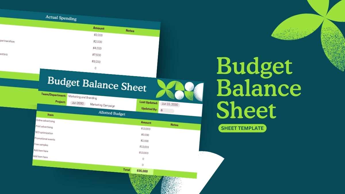 Budget Balance Sheet. Free Sheet Template — SlidesCarnival