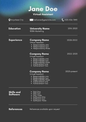 Virtual Assistant CV Resume. Free Resume Template — SlidesCarnival
