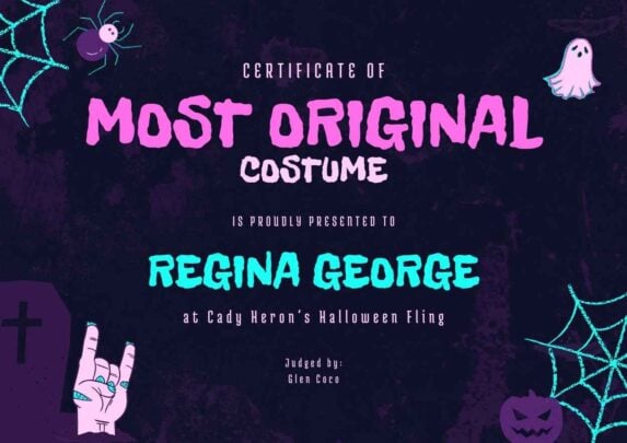Halloween-themed Best in Costume Certificates. Free PPT & Google Slides ...