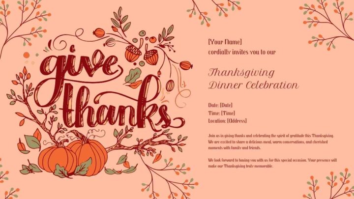 Creative Thanksgiving Dinner Invitations. PPT & Google Slides Template ...