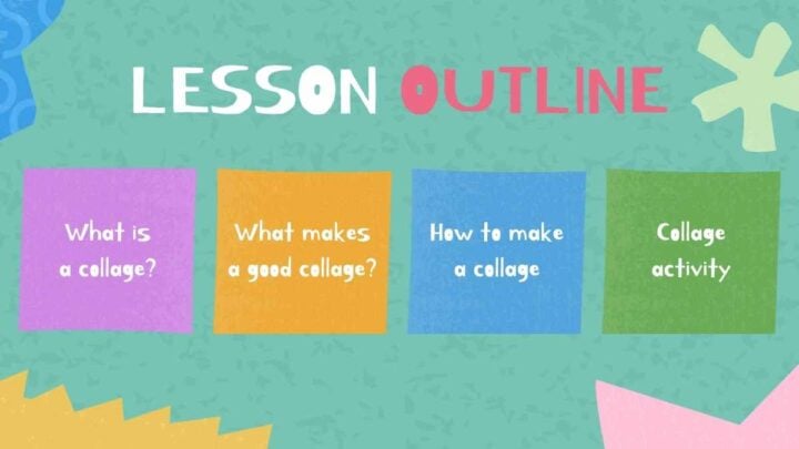 Cute Art of Collage Lesson. Free Lesson Slides Template — SlidesCarnival