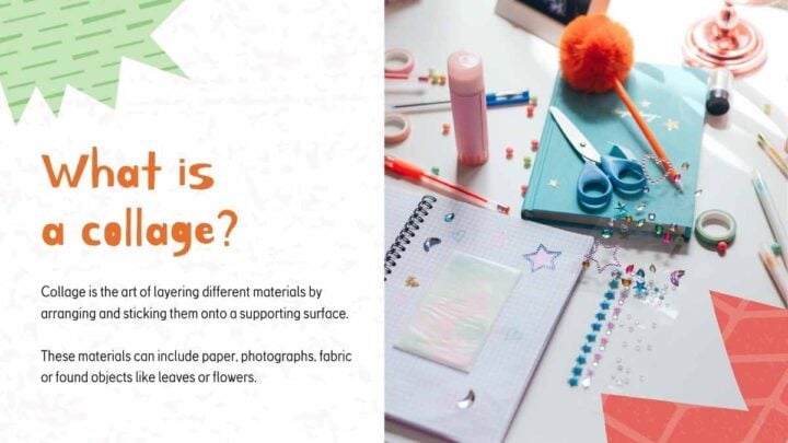 Cute Art of Collage Lesson. Free Lesson Slides Template — SlidesCarnival