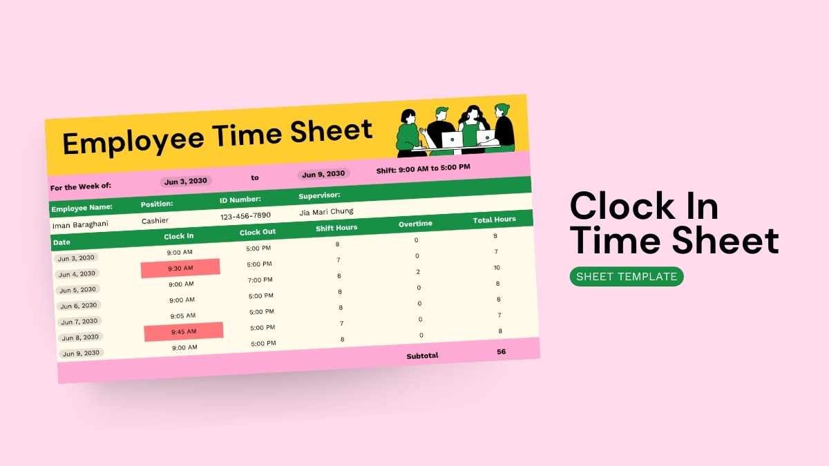 Clock In Time Sheet. Free Sheet Template — SlidesCarnival