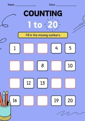 Counting 1-20 Math Worksheet. Free Worksheet Template — SlidesCarnival