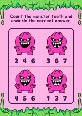 Counting Monster Teeth Worksheet. Free PPT & Google Slides Template ...