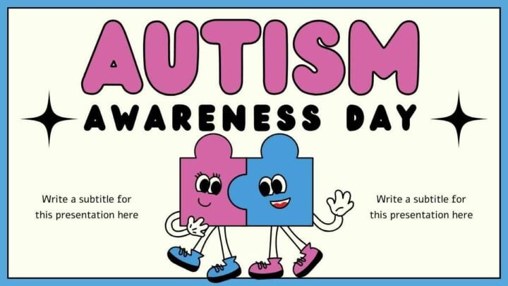 Template de slides do Dia do Autismo grátis no Canva