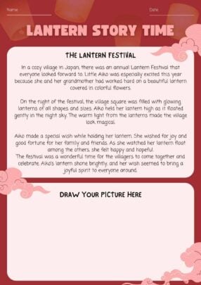 Japanese Lantern Worksheet. Free Worksheet Template — SlidesCarnival