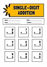 Single Digit Addition Math Worksheet. Free Worksheet Template ...