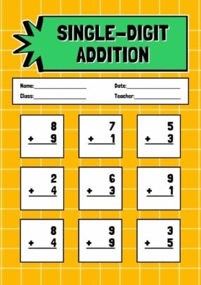 Single Digit Addition Math Worksheet. Free Worksheet Template ...