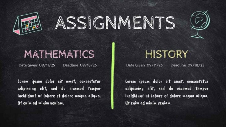 Chalkboard School Assignments. Free Slides Template — SlidesCarnival