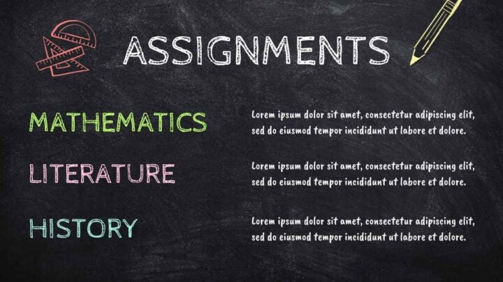 Chalkboard School Assignments. Free Slides Template — SlidesCarnival
