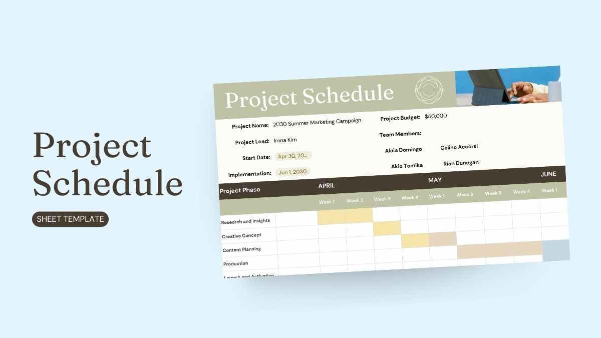 Project Schedule Sheet. Sheet Template — SlidesCarnival