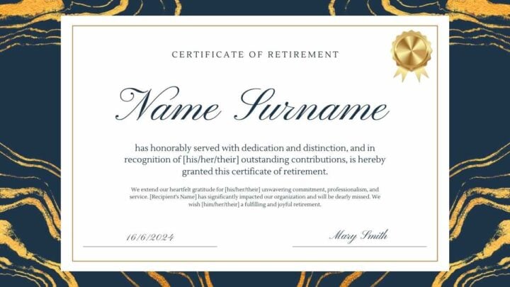 Retirement Certificate. Free Certificate Template — SlidesCarnival