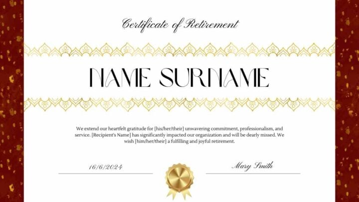 Retirement Certificate. Free Certificate Template — SlidesCarnival