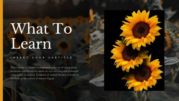 Elegant Sunflower Background. Free PPT & Google Slides Template ...
