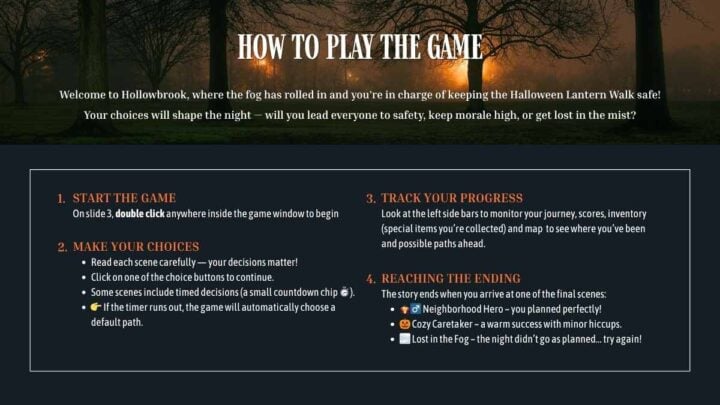 Fog Crisis Drill Halloween Branching Simulation Interactive Game. Free ...