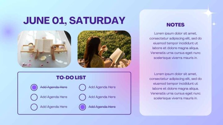 Glass Morphism June Daily Calendar. Free Presentation Template ...
