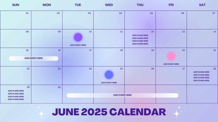 Glass Morphism June Daily Calendar. Free Presentation Template ...