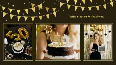 Gold Glamorous 50th Birthday Mini. PPT & Google Slides Template ...