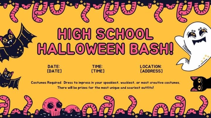 Halloween High School Party Invitations. PPT & Google Slides Template ...