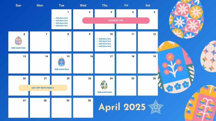 Illustrated April 2026 Daily Calendar. Free PPT & Google Slides ...