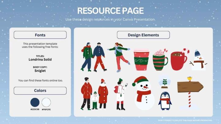 Falling Snowflakes in Winter Christmas. Free Slides Template ...