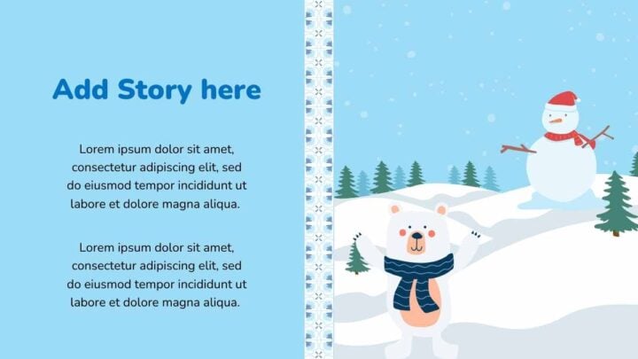 Illustrated Snowman Story Book. PPT & Google Slides Template ...