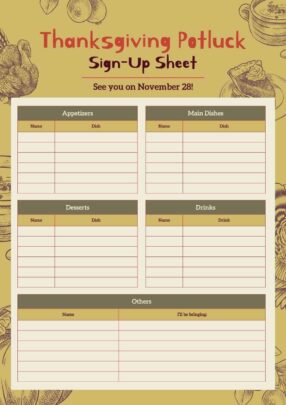 Thanksgiving Potluck Sign-Up Sheets. Free PPT & Google Slides Template ...