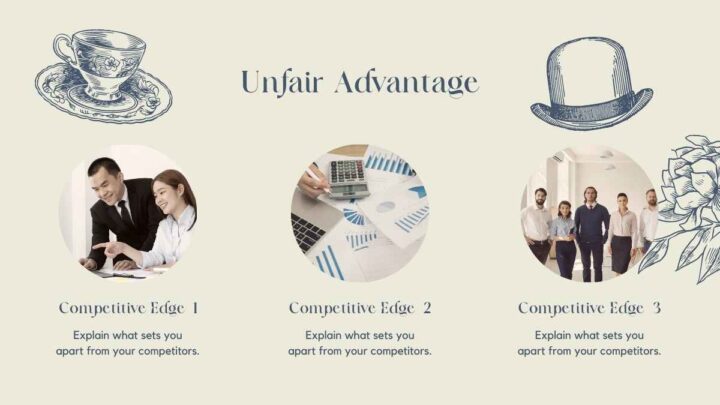Ivory and Navy Vintage Books Style Business Plan. Free Presentation ...