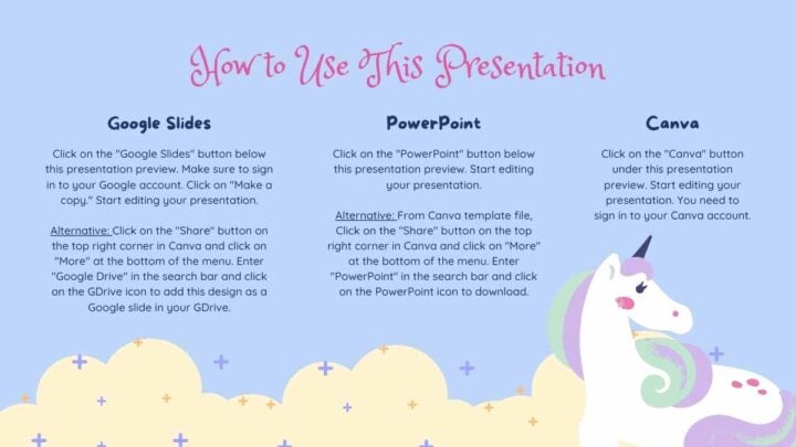 Magical Unicorns in the Castle Storybook. Presentation Template ...