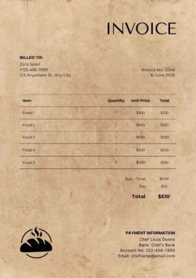 Personal Chef Invoice. Free PPT & Google Slides Template — SlidesCarnival