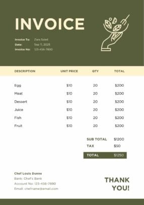 Personal Chef Invoice. Free PPT & Google Slides Template — SlidesCarnival