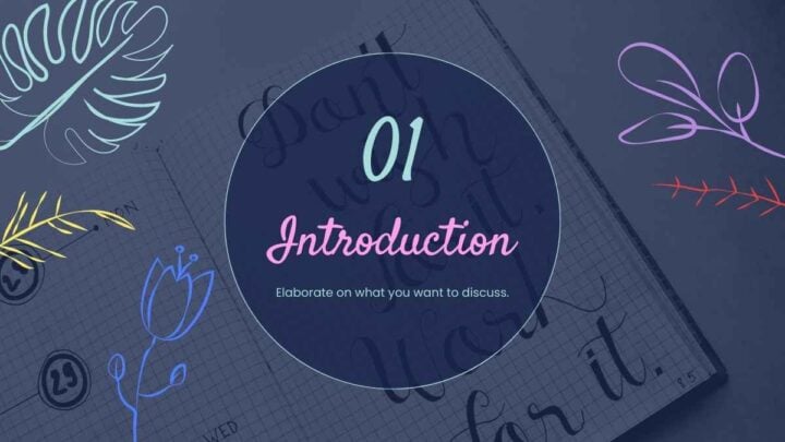 Navy Neon Botanical floral Calligraphy Workshop. Free PPT & Google ...