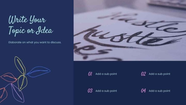 Navy Neon Botanical floral Calligraphy Workshop. Free PPT & Google ...