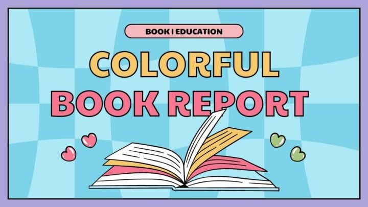 Pastel Checkerboard Scrapbook Colorful Book Report. Free PPT & Google ...