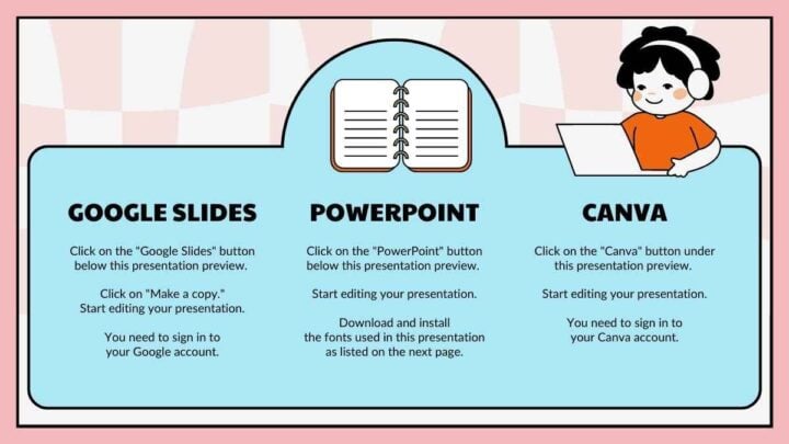 Pastel Checkerboard Scrapbook Colorful Book Report. Free PPT & Google ...