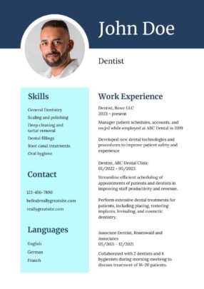 Dentist CV Resume. Free Resume Template — SlidesCarnival
