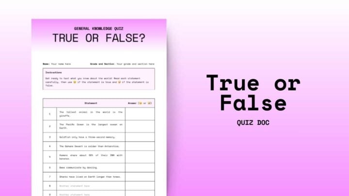 True or False Quiz Doc. Free Quiz Template — SlidesCarnival