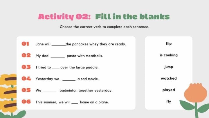 Floral Verb Activities Quiz. Free Presentation Template — SlidesCarnival