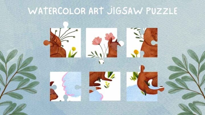 Watercolor Art Jigsaw Puzzle Tabletop. Free Presentation Template ...