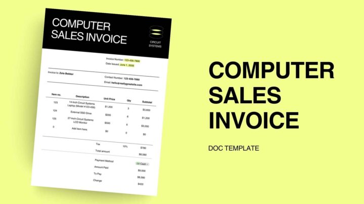 Computer Sales Invoice. Free Docs Template — SlidesCarnival